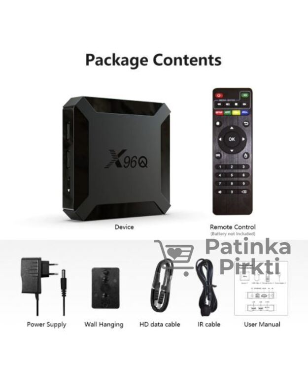 Multimedijos grotuvas Android TV box X96Q 2GB DDR3 16GB WiFi LAN ...